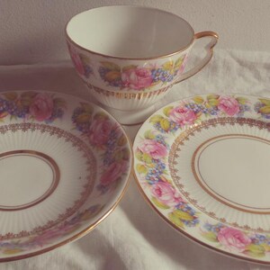Vintage Ashley Stunning Cabbage Rose Floral English Bone China Tea Set ...