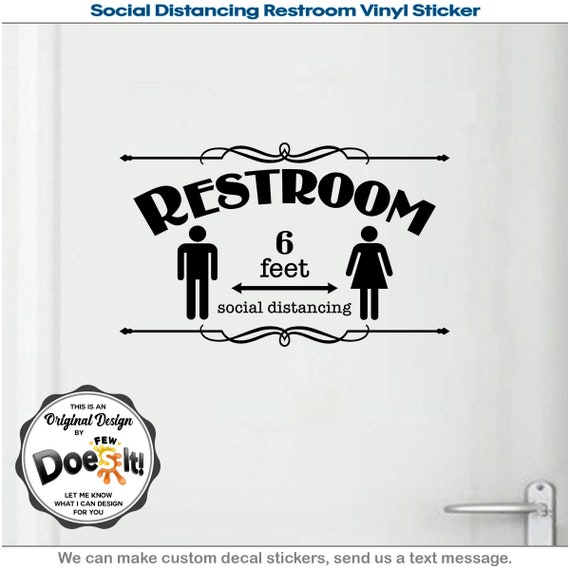 Social Distancing Restroom Door Sign Vinyl Home Decor Art | Etsy