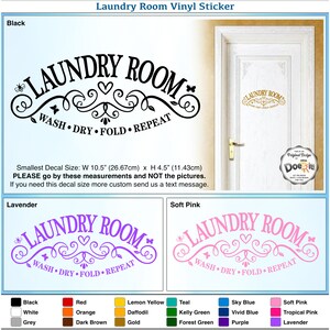 Laundry Room Decal, Wash Dry Fold Repeat, Modern House Vinyl Sticker ...
