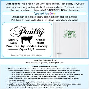 Pantry Door Sign Kitchen Can Food Art Vinyl Home Decor Wall Sticker ...