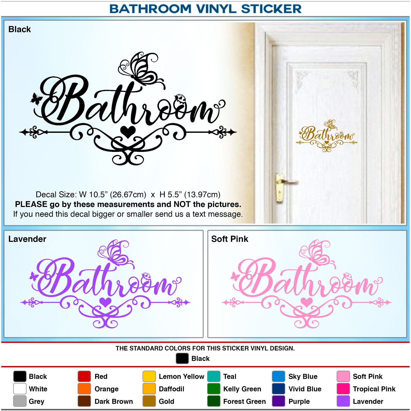 Bathroom Restroom Toilet Door Sign Art Vinyl Home Decor Wall Sticker ...