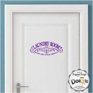 Laundry Room Decal, Wash Dry Fold Repeat, Modern House Vinyl Sticker ...