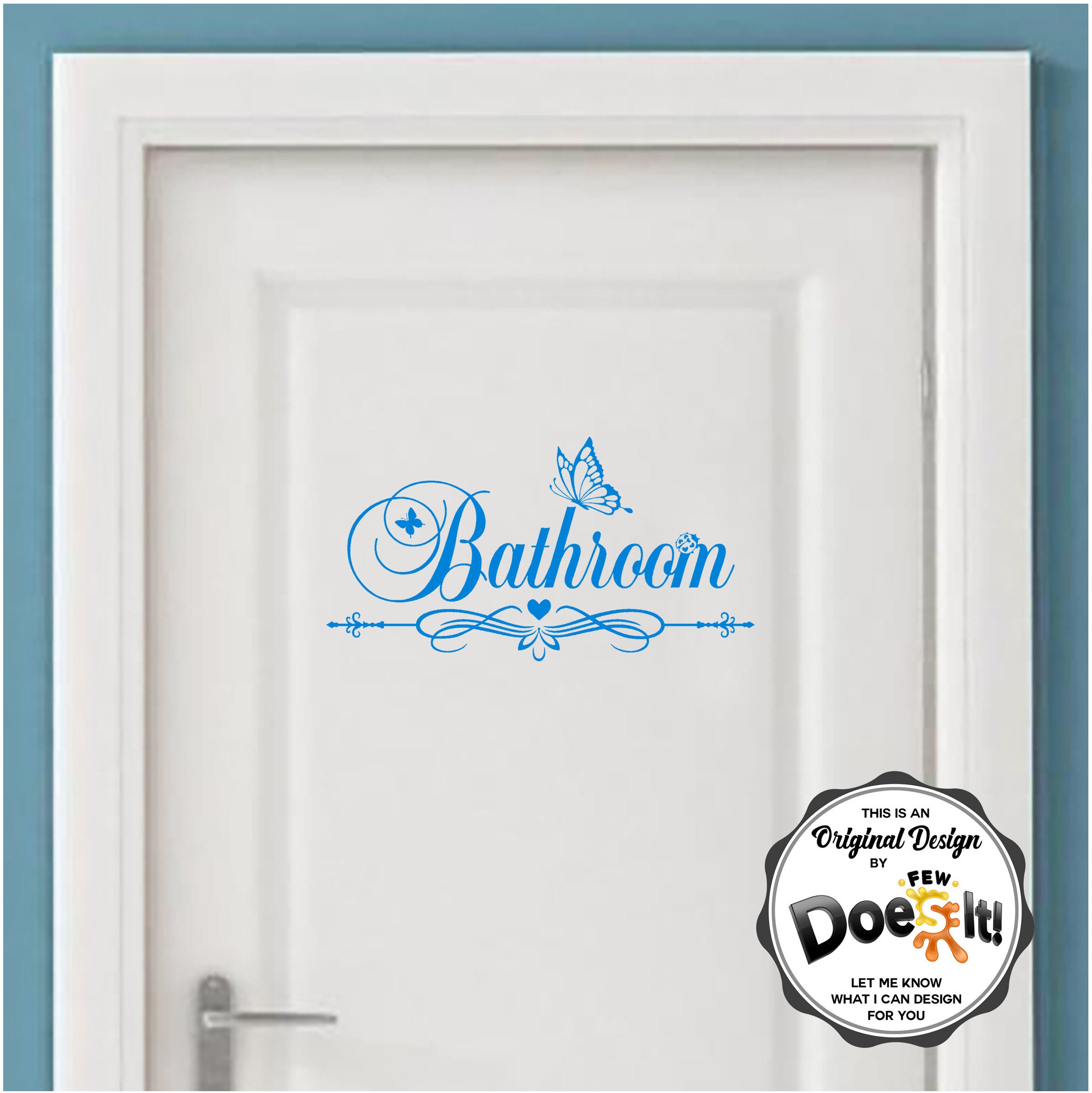 Bathroom Restroom Toilet Door Sign Art Vinyl Home Decor Wall | Etsy