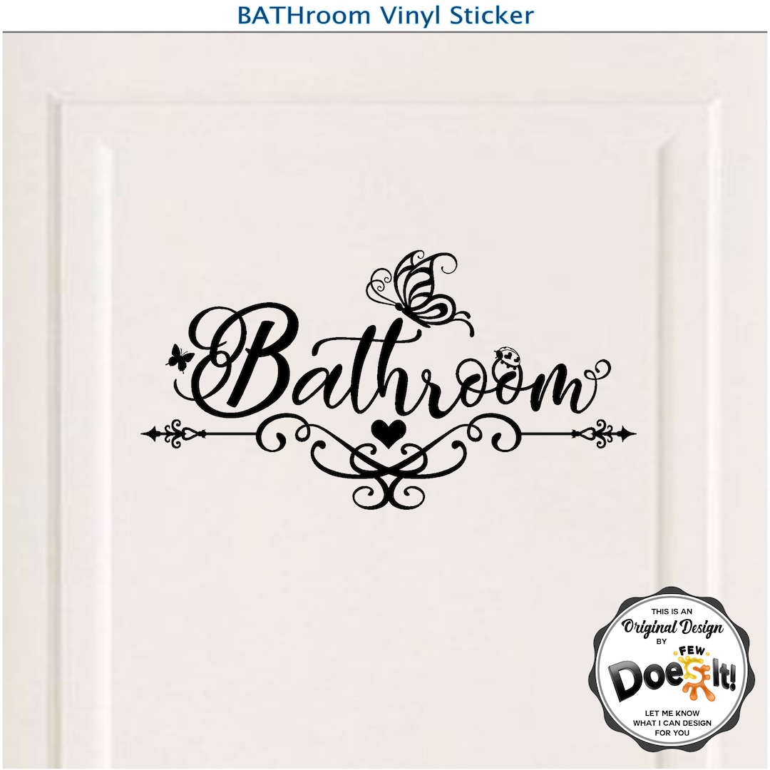 Bathroom Restroom Toilet Door Sign Art Vinyl Home Decor Wall Sticker ...