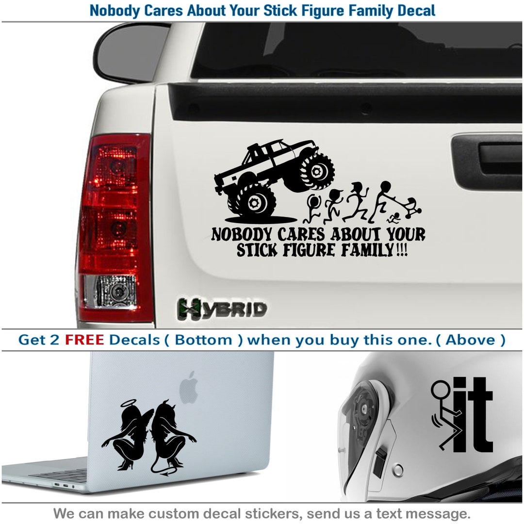Car Decals, Stick Figure Family Vinyl, Angel Devil Sticker, Home Art ...