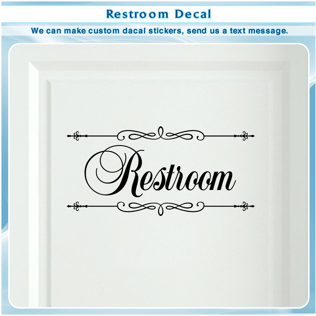 Bathroom Restroom Toilet Door Sign Art Vinyl Home Decor Wall Sticker ...
