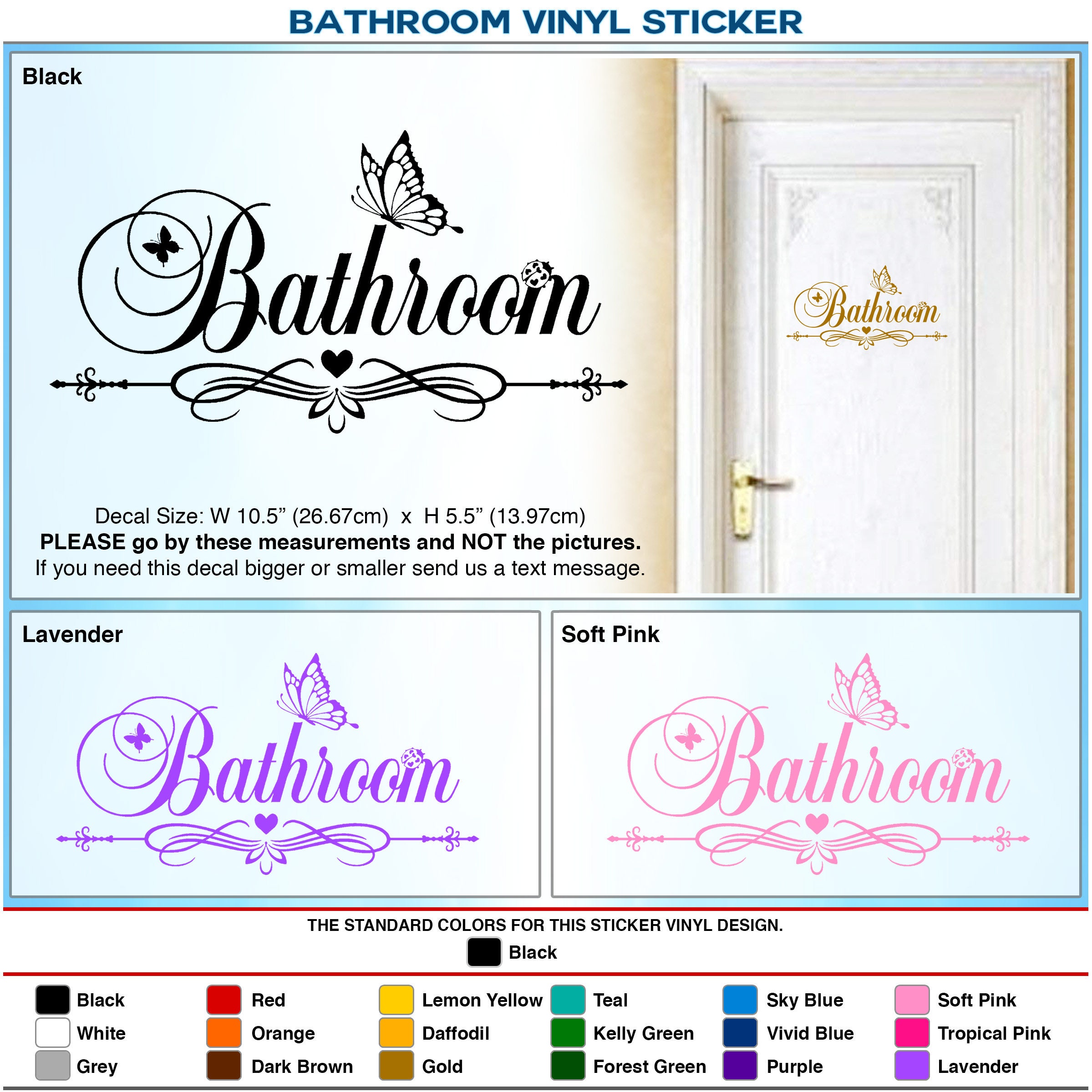 Bathroom Restroom Toilet Door Sign Art Vinyl Home Decor Wall | Etsy