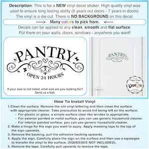 Pantry Door Decal, Open 24 Hours Sign, Modern Kitchen Vinyl Sticker ...
