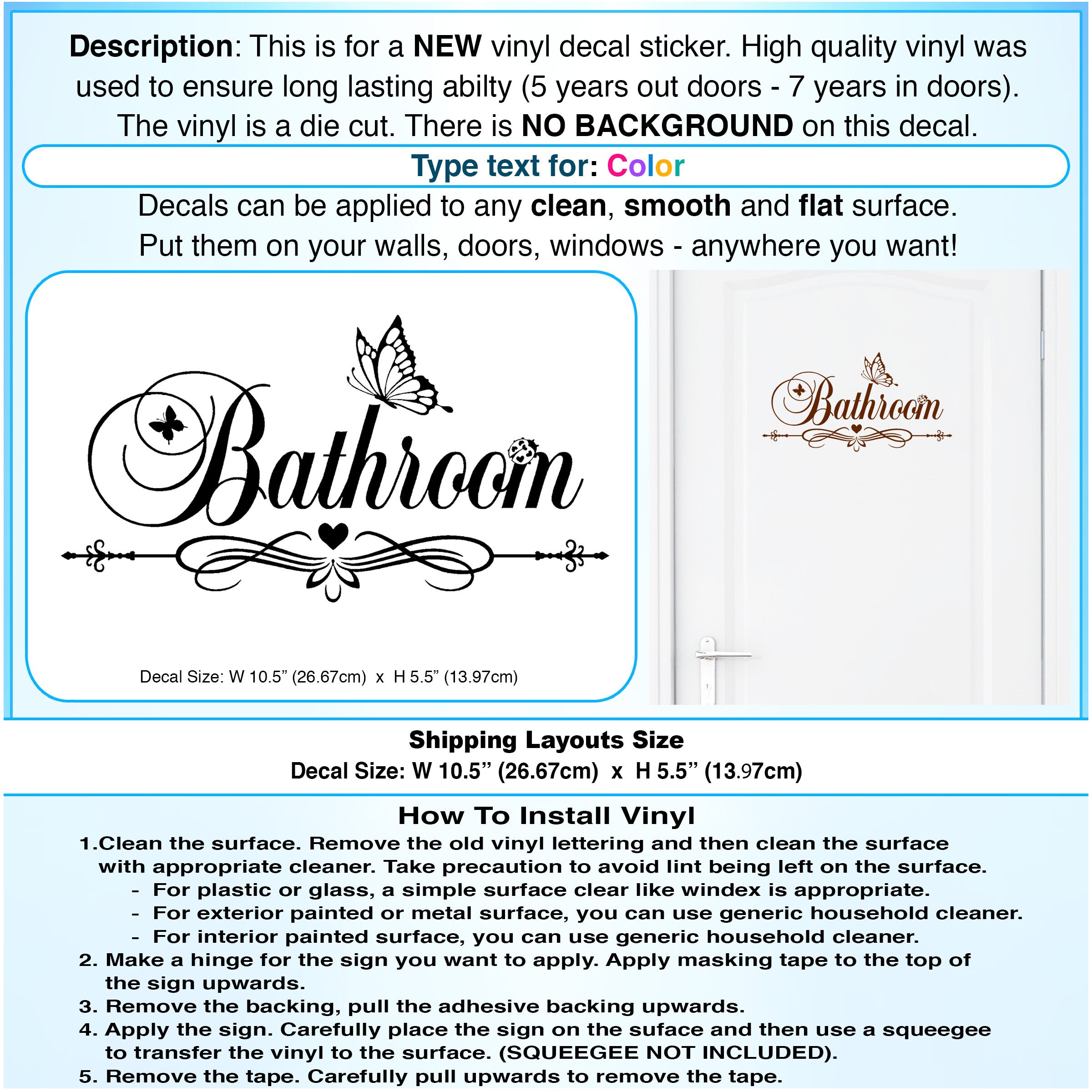 Bathroom Restroom Toilet Door Sign Art Vinyl Home Decor Wall | Etsy