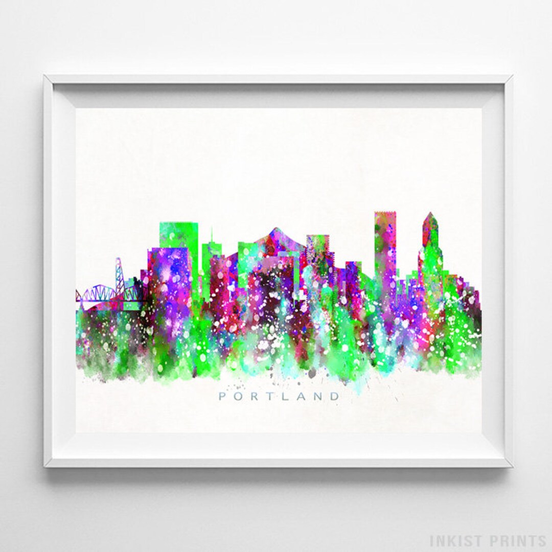 Portland Skyline Print, Oregon Print, Portland Poster, Cityscape ...