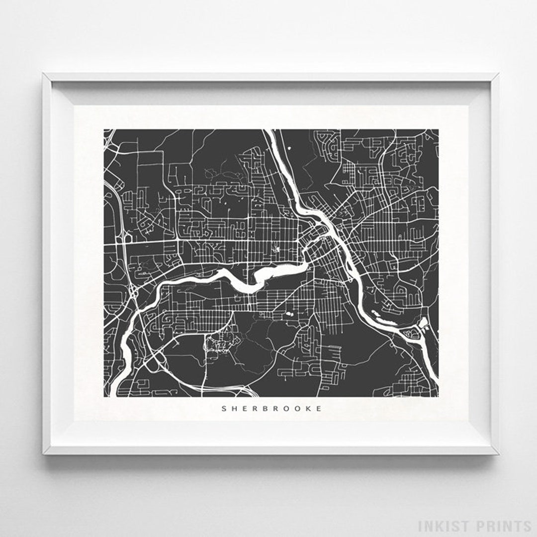 Sherbrooke Map, Canada Print, Sherbrooke Poster, Quebec Art, Artwork ...