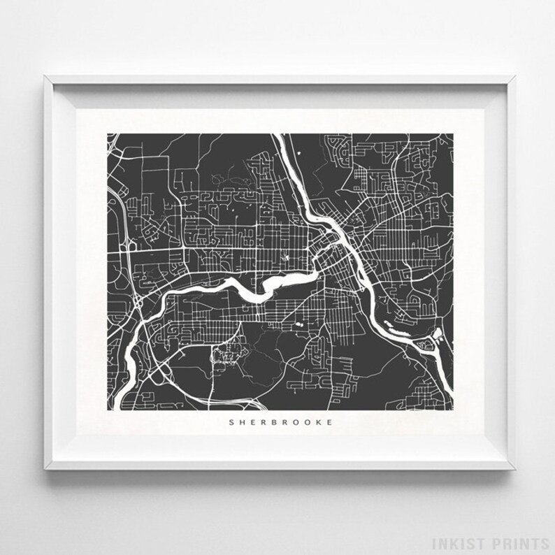 Sherbrooke Map Canada Print Sherbrooke Poster Quebec Art - Etsy