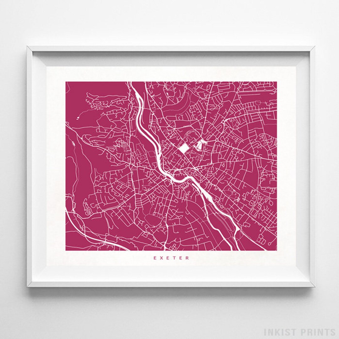 Exeter Map, England Print, United Kingdom Poster, Exeter Art, Giclee ...