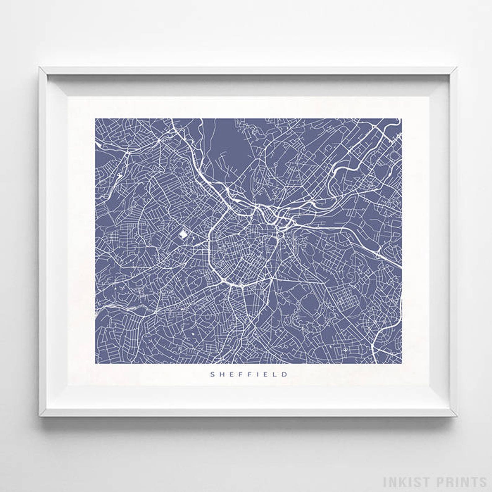 Sheffield Map England Print Sheffield Poster England Art | Etsy