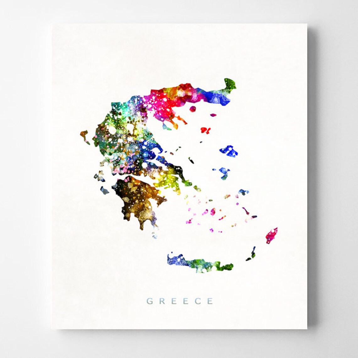 Greece Map Athens Print Greece Poster Greek Map Watercolor - Etsy