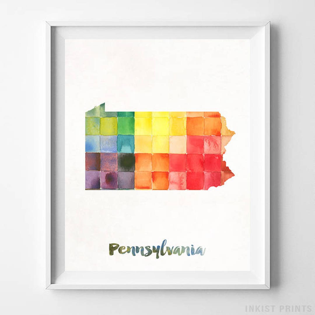 Pennsylvania Map Print, Harrisburg Print, Philadelphia Poster, State ...