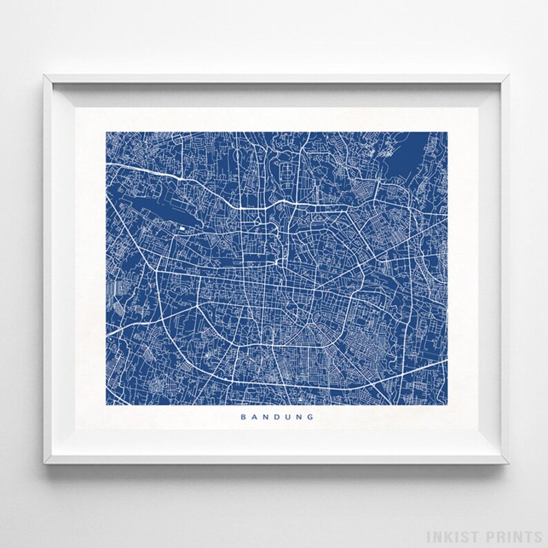 Bandung Street Map Indonesia Poster Hometown Print Modern - Etsy