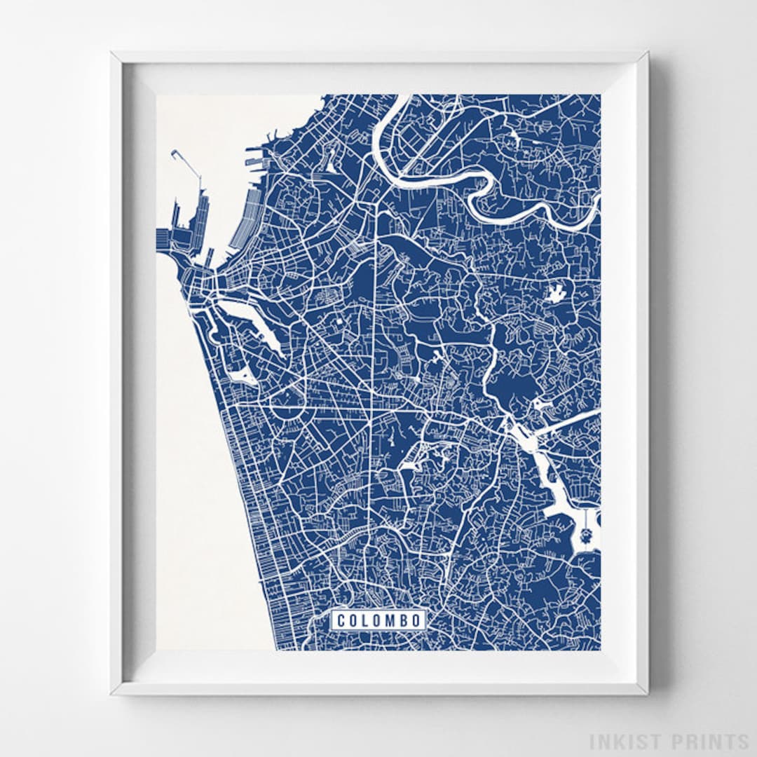 Colombo Sri Lanka Map Street Print City Road Poster Office - Etsy
