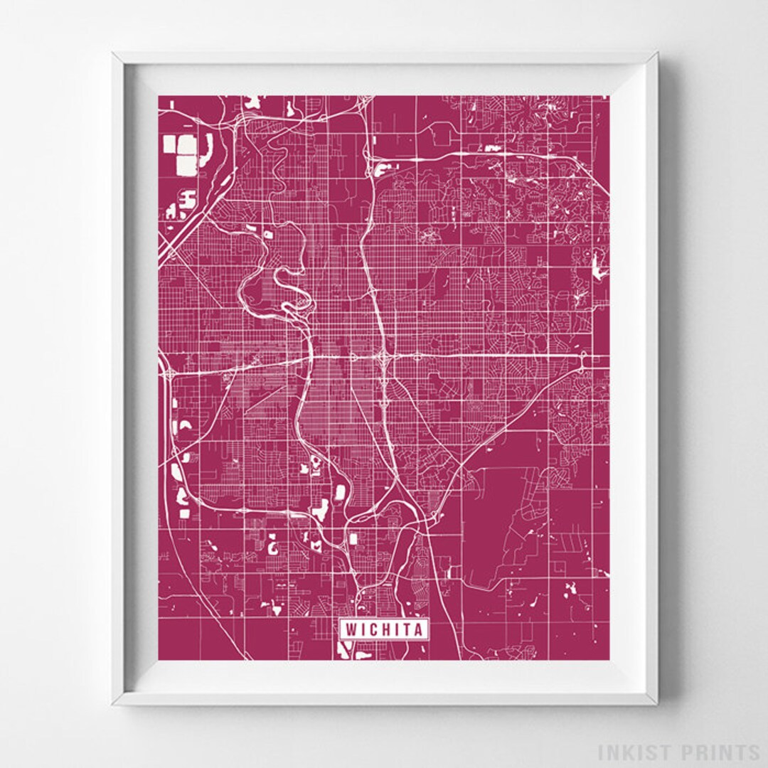 Wichita, Kansas, Map Print, Street Poster, Street Map, City Road, Home ...