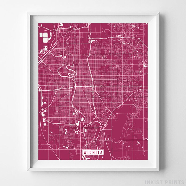 Wichita Kansas Map Print Street Poster Street Map City | Etsy