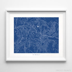 Kigali Street Map, Rwanda Poster, Hometown Print, Modern Home Decor ...