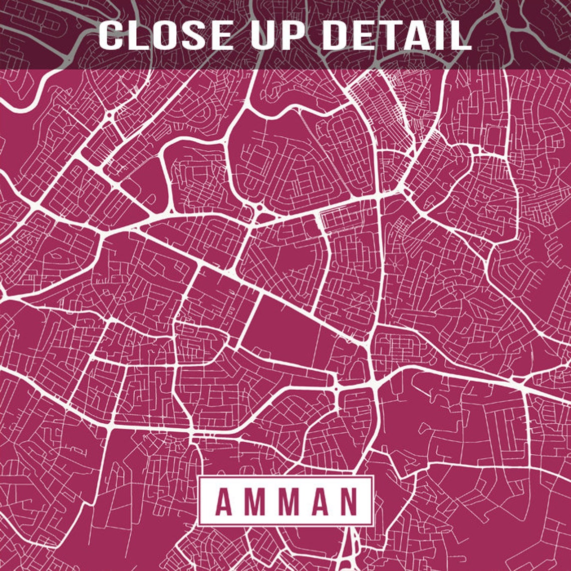 Amman Jordan Map Street Print City Road Poster Office | Etsy
