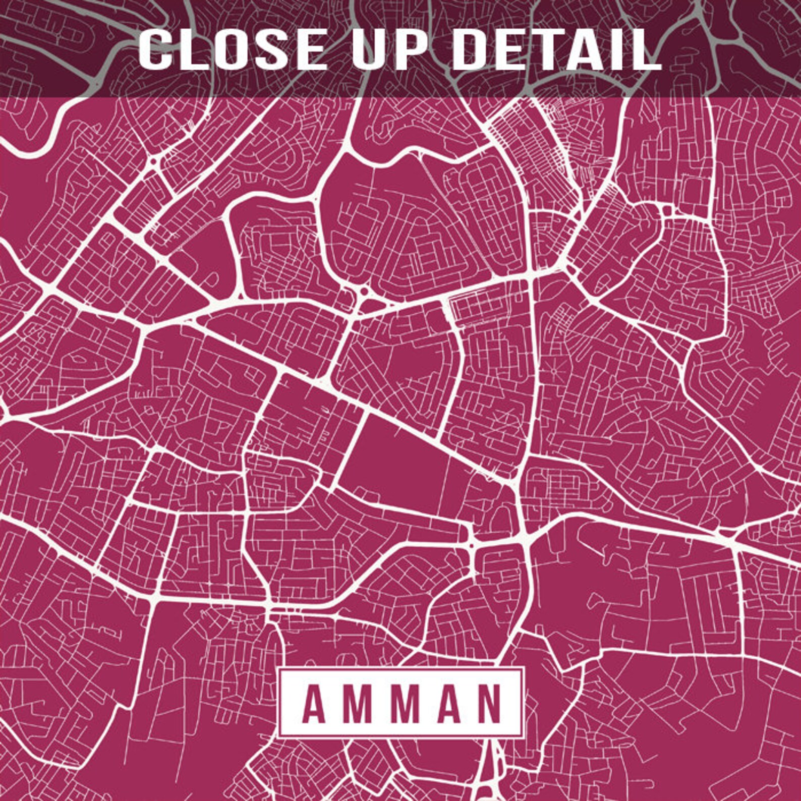 Amman Jordan Map Street Print City Road Poster Office | Etsy