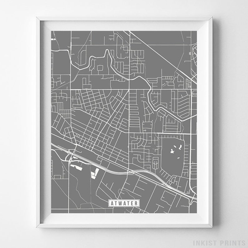 Atwater California Map Print Street Poster City Road Home - Etsy