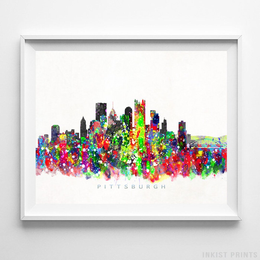 Pittsburgh Skyline Print Pittsburgh Poster Watercolor - Etsy