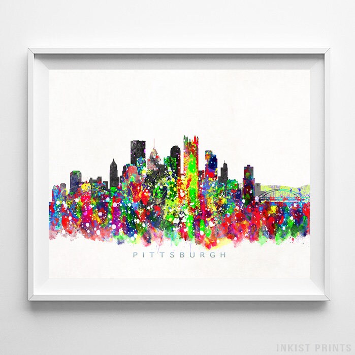 Pittsburgh Skyline Print Pittsburgh Poster Watercolor - Etsy