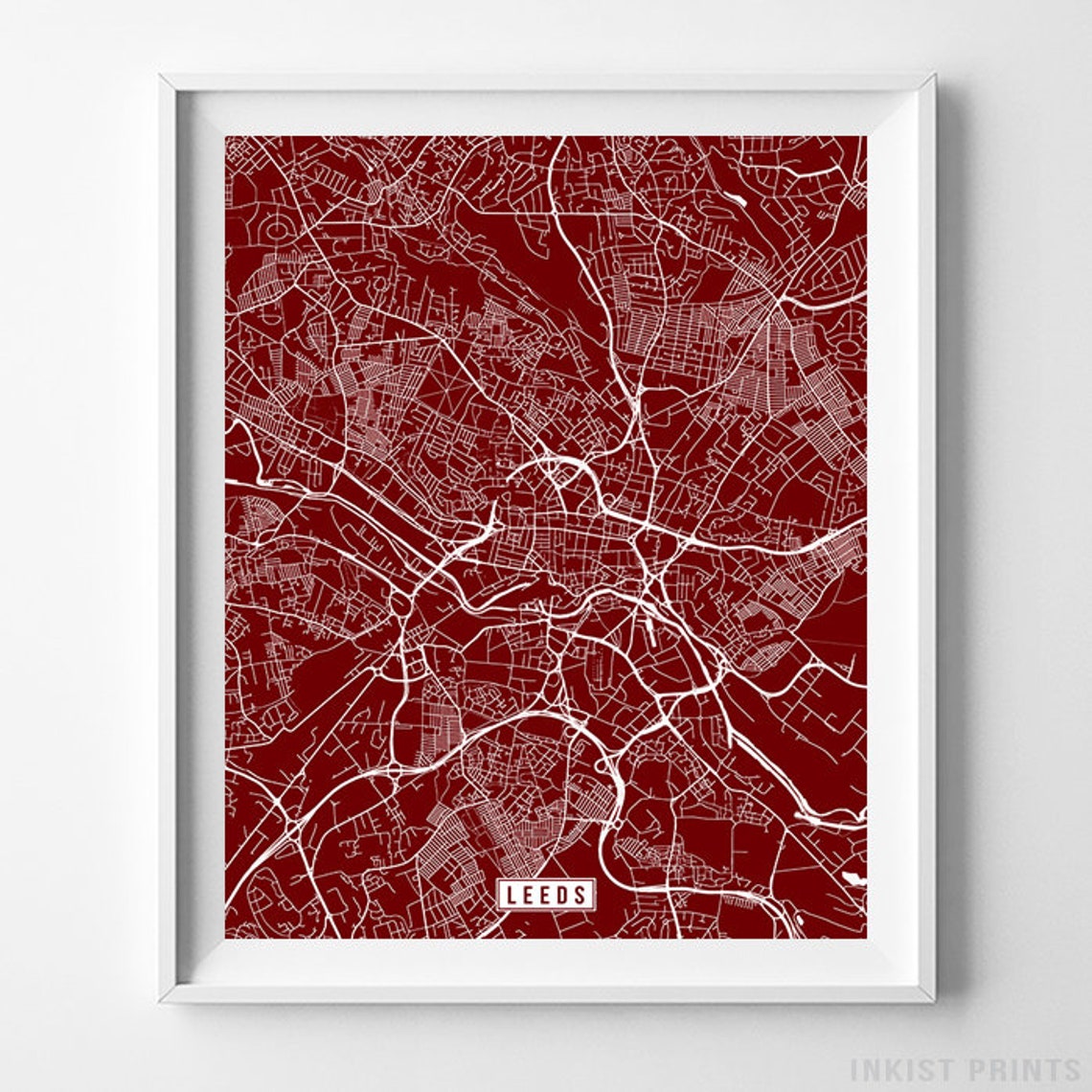 Leeds England Europe Map Print City Road Street Poster - Etsy