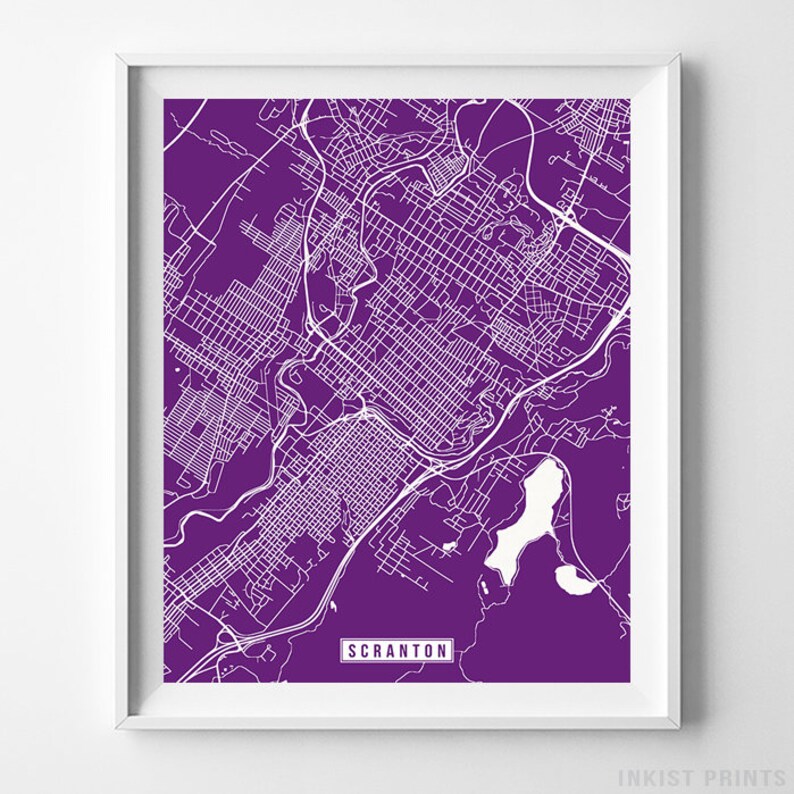 Scranton Pennsylvania Map Print Street Poster City Road - Etsy