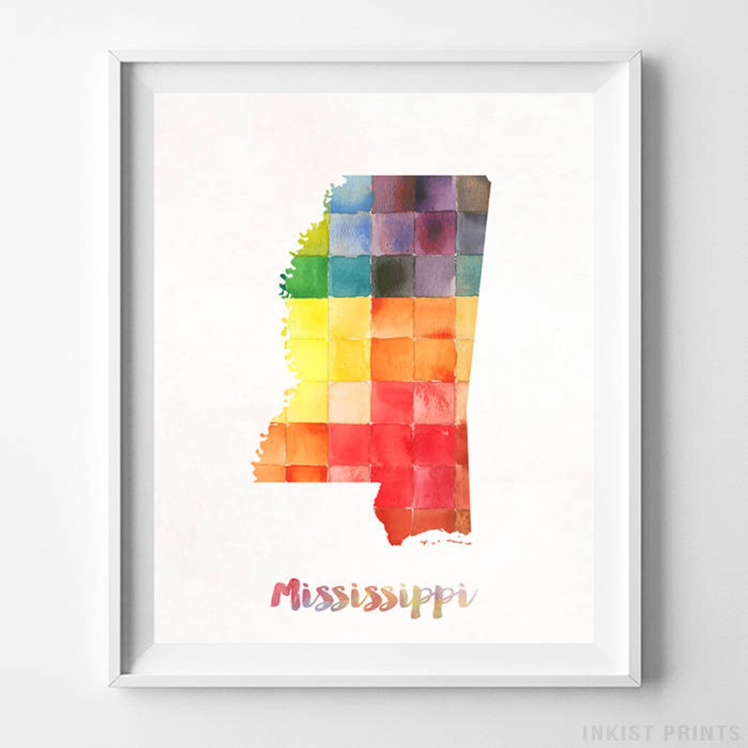 Mississippi Map Print Jackson Print Mississippi Poster Room - Etsy