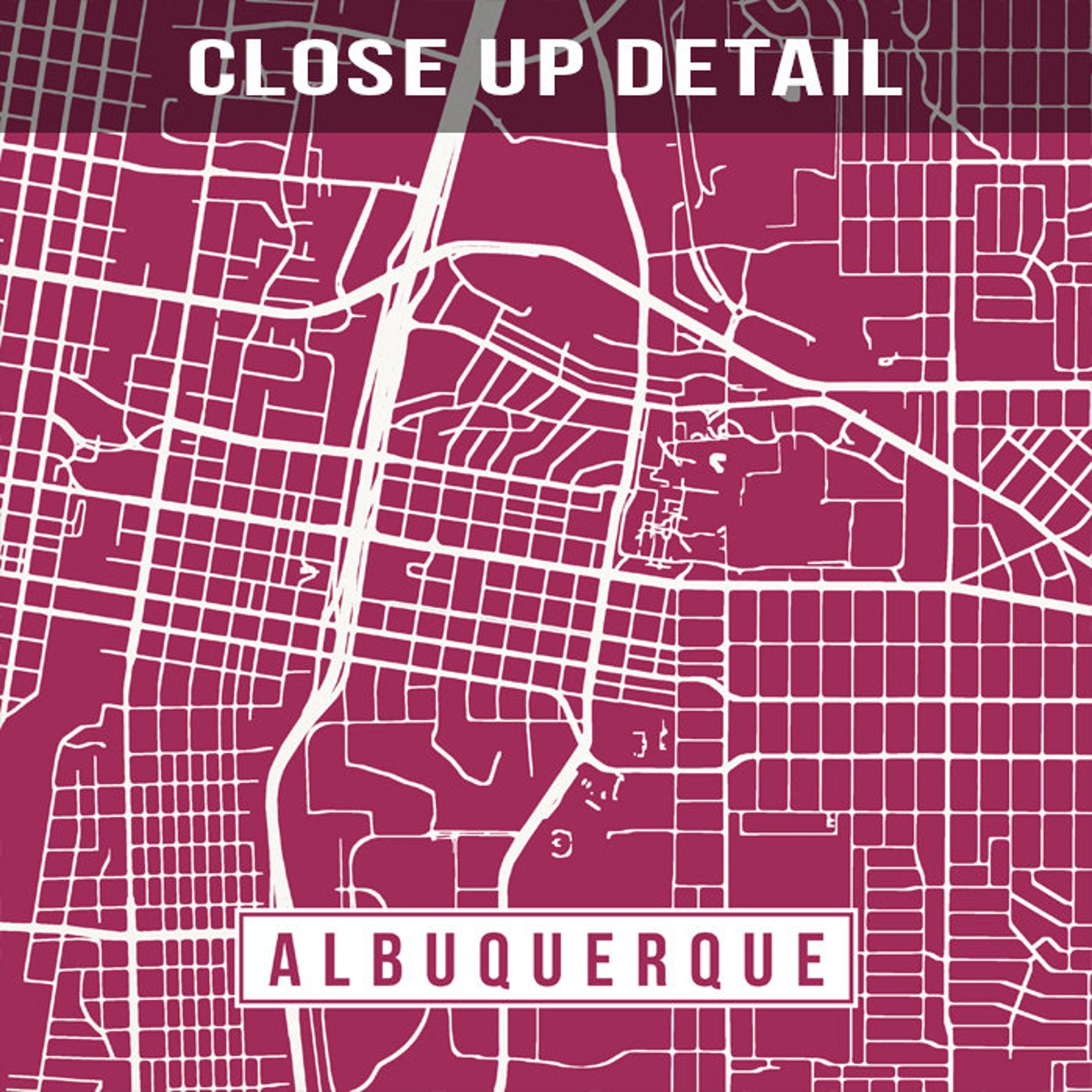 Albuquerque New Mexico Map Print Street Poster City Road - Etsy