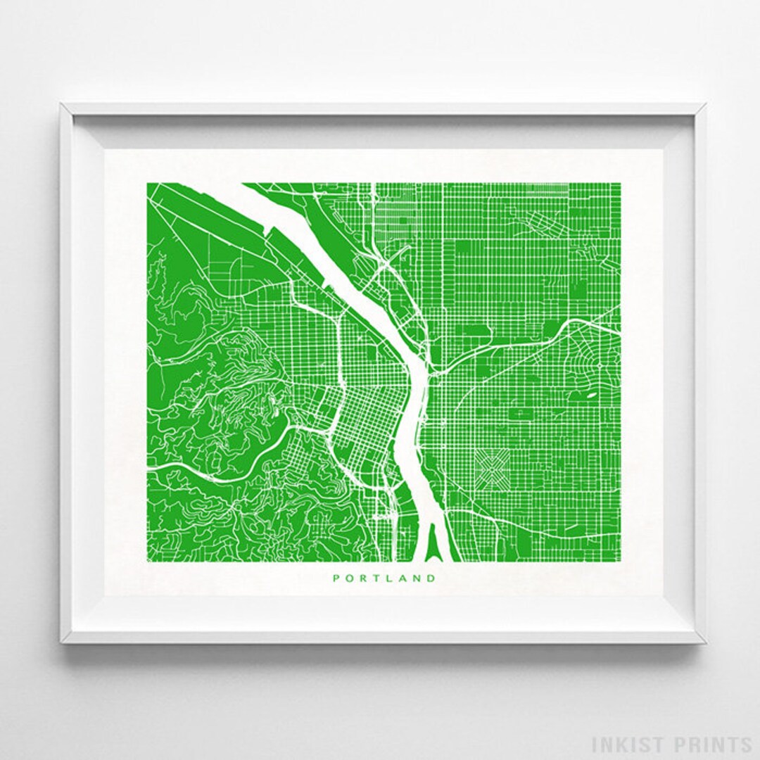 Portland Map Oregon Print Portland Poster Oregon Art Map - Etsy