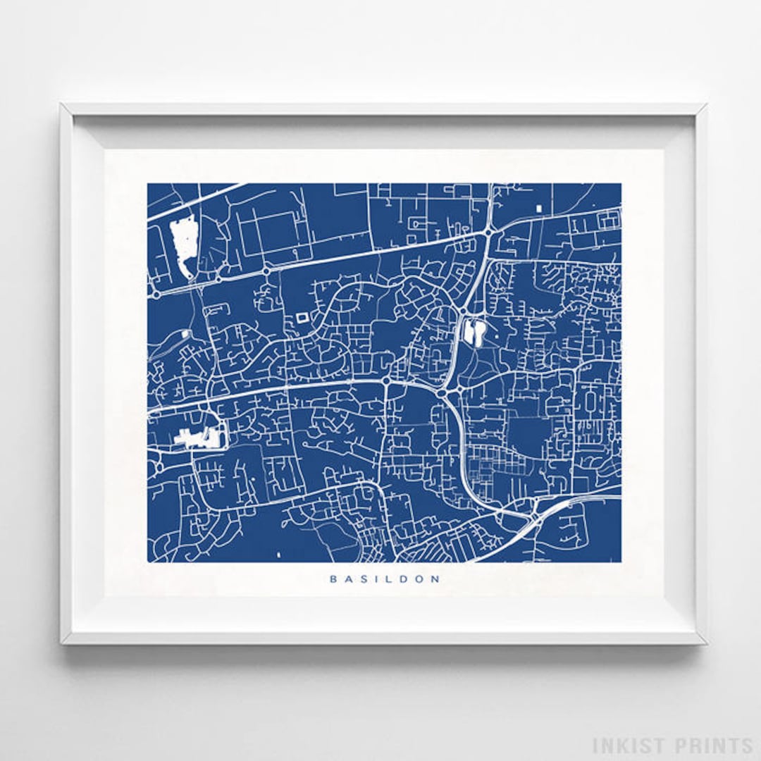 Basildon Map, Basildon Print, England Poster, England Print, Giclee ...