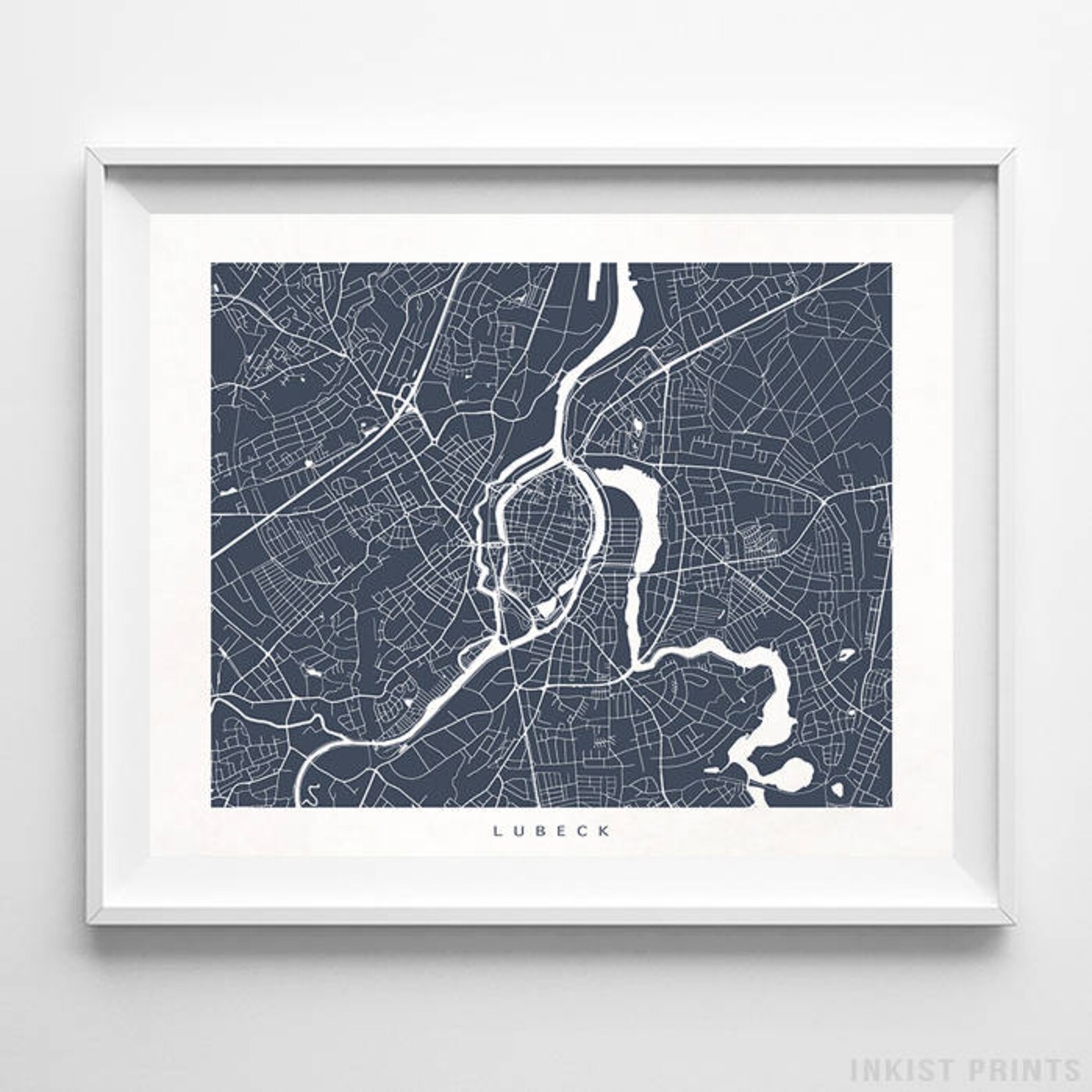 Lubeck Map Germany Print Lubeck Poster Germany Art Map - Etsy