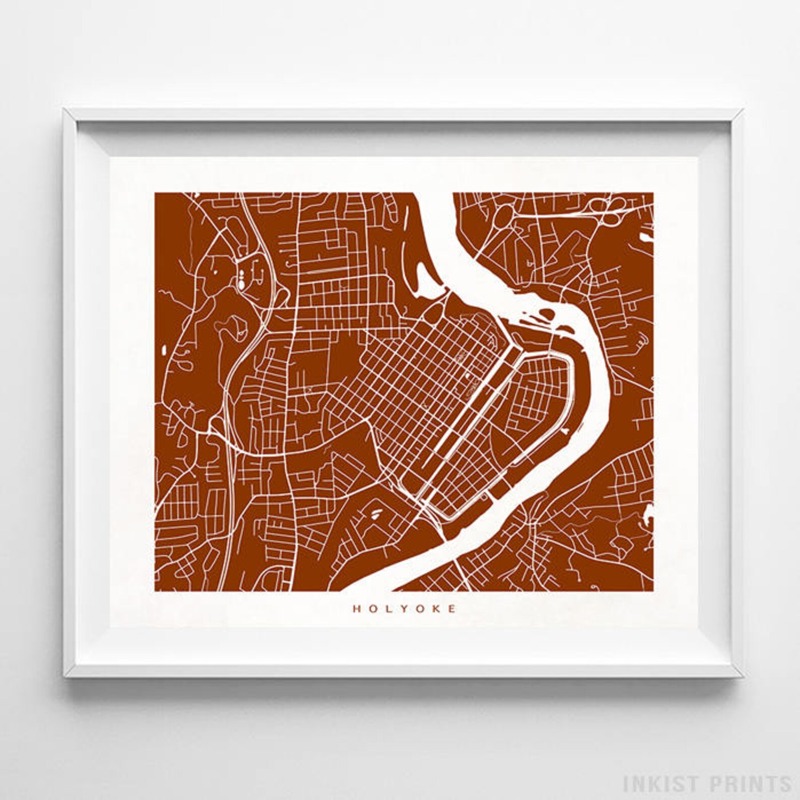 Holyoke Map Massachusetts Print Holyoke Poster | Etsy