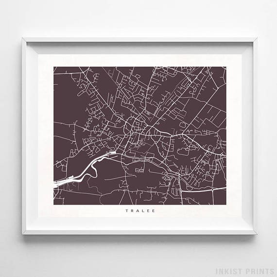 Tralee Map Ireland Print Tralee Poster Ireland Art Artwork | Etsy