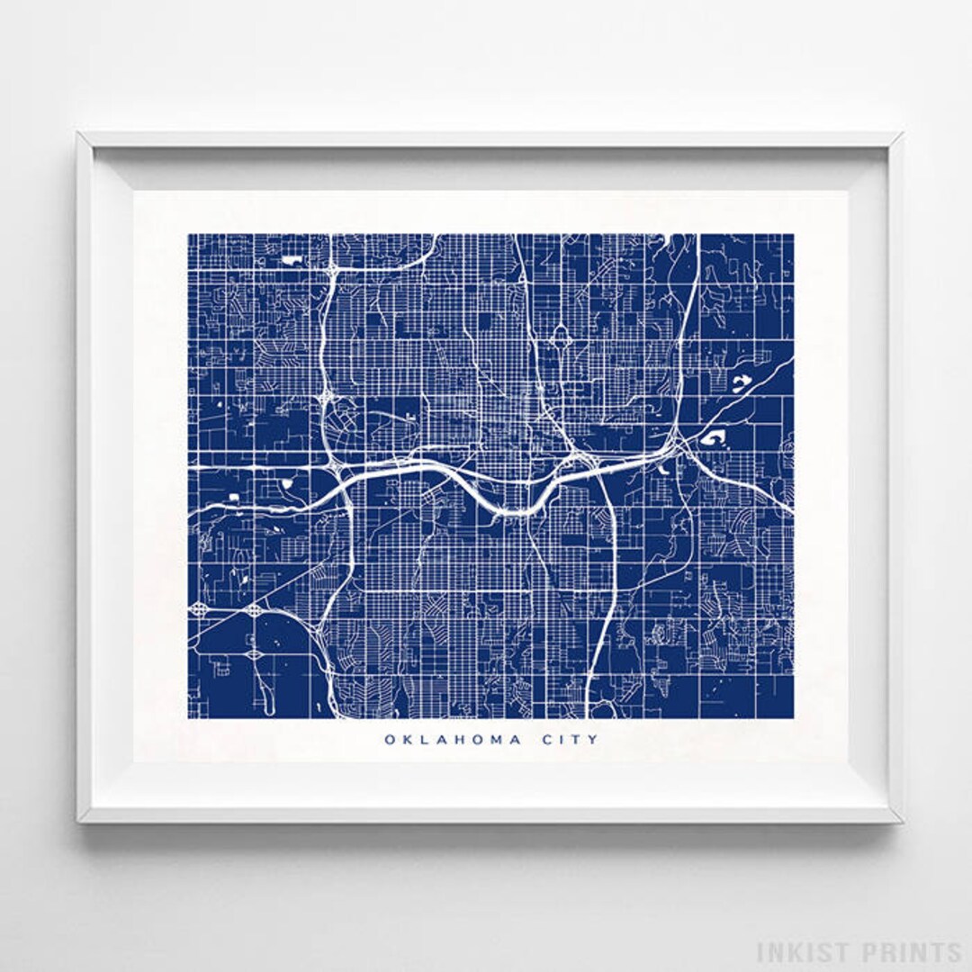 Oklahoma City Map Oklahoma Print Oklahoma City Poster - Etsy
