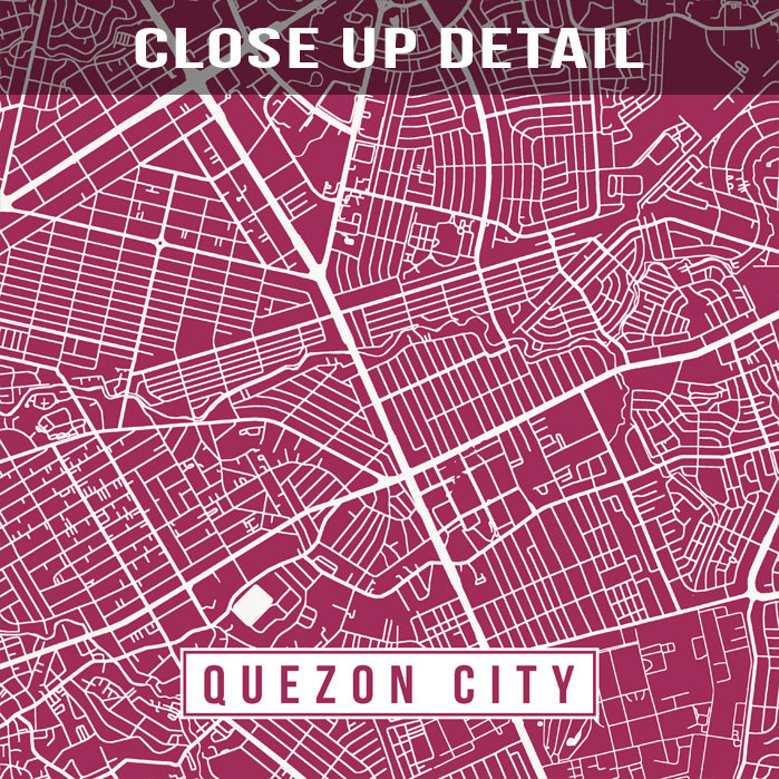 Quezon City Philippines Map Street Print City Road Poster - Etsy