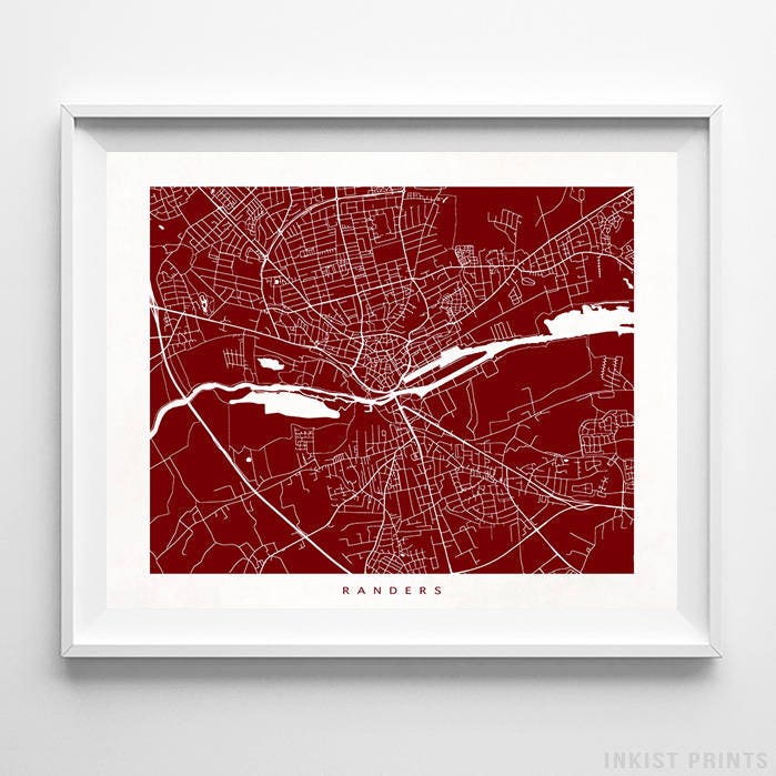 Randers Map Denmark Print Randers Poster Denmark Art Gift - Etsy