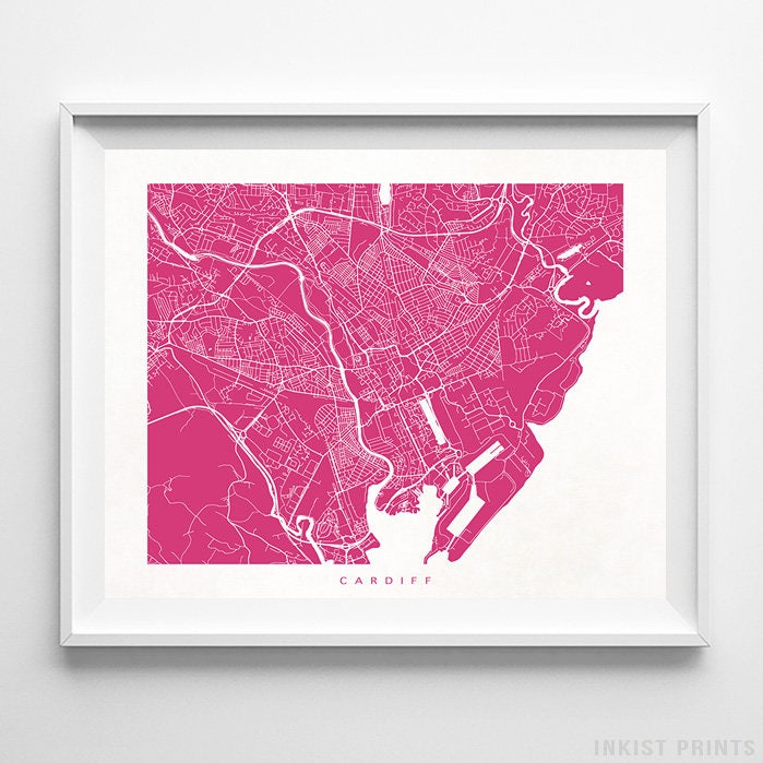 Cardiff Map United Kingdom Print Cardiff Poster Cardiff | Etsy
