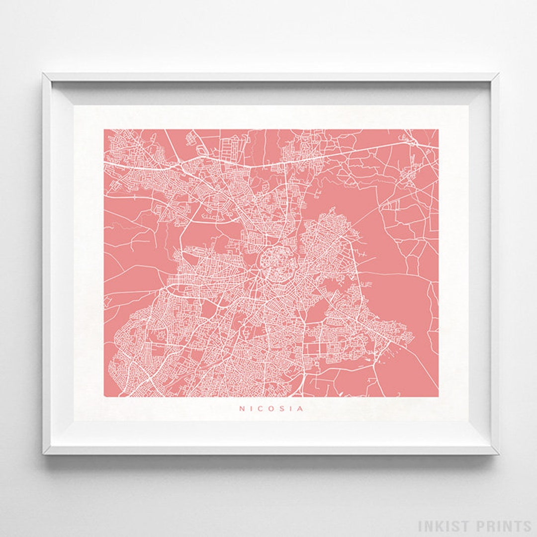 Nicosia Street Map, Cyprus Poster, Hometown Print, Modern Home Decor ...