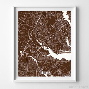 Brick New Jersey Map Print Street Poster City Road - Etsy