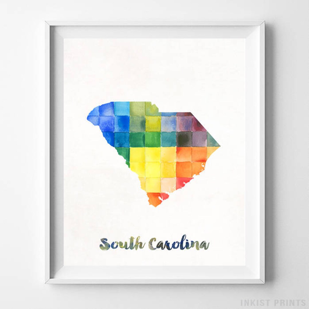 South Carolina Map Print, Columbia Print, South Carolina Poster, Living ...