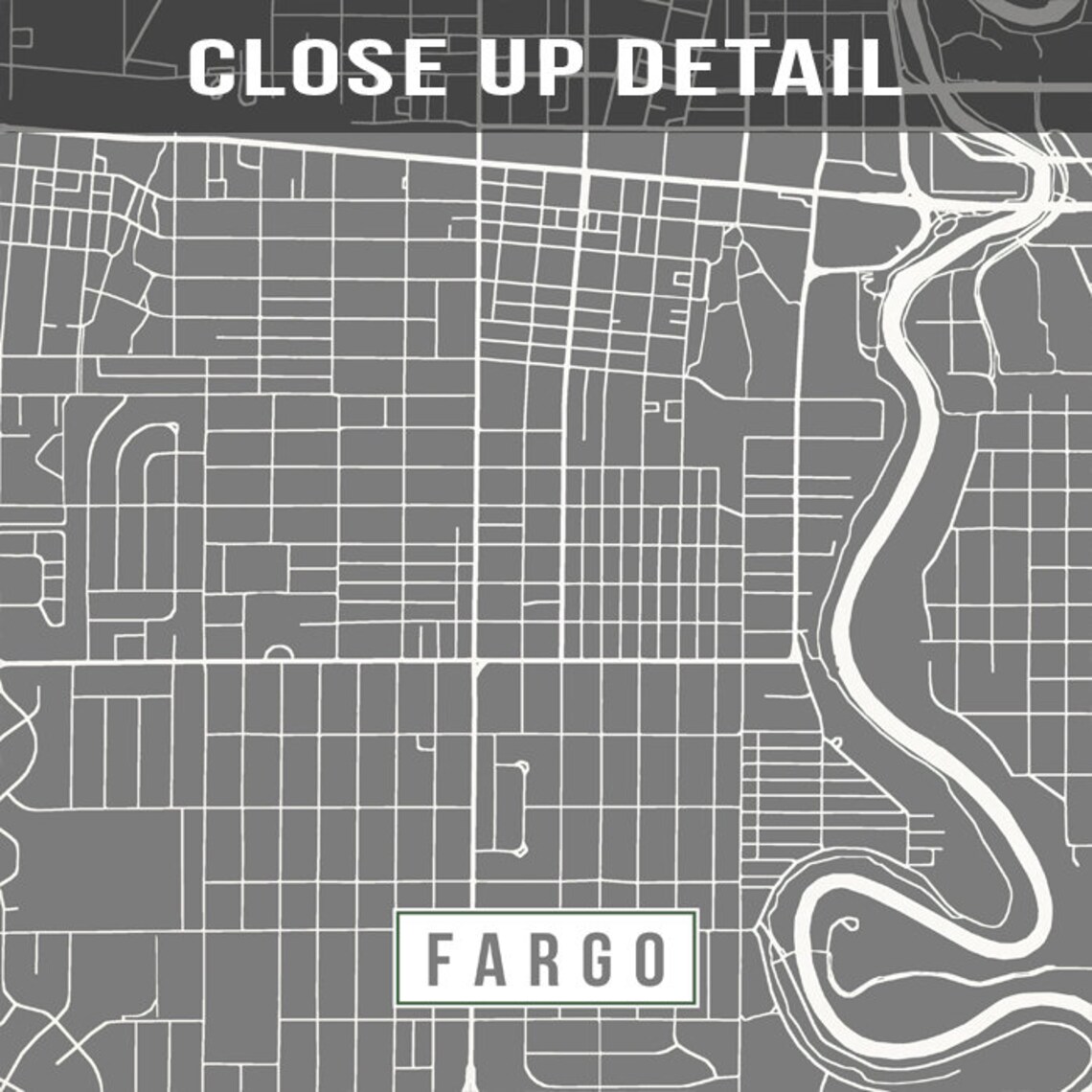 Fargo North Dakota Map Print Street Poster City Road | Etsy