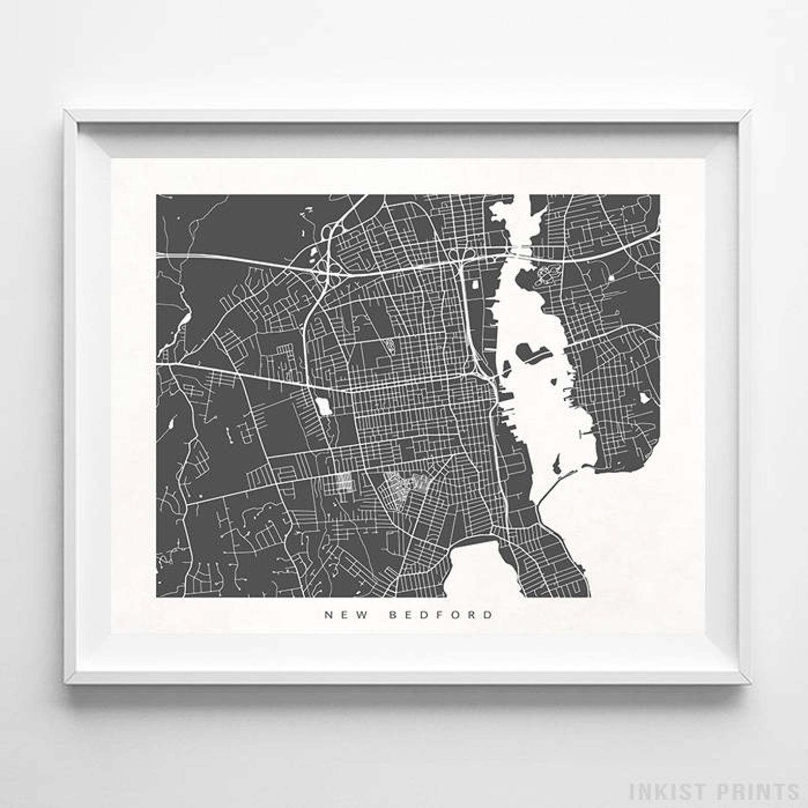 New Bedford Map Massachusetts Print New Bedford Poster - Etsy
