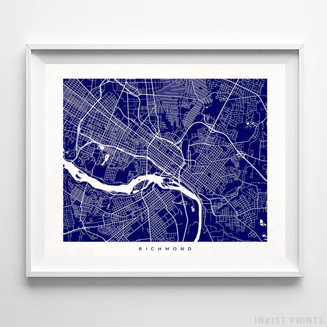 Richmond Map, Virginia Print, Richmond Poster, Virginia Art, Modern Art ...