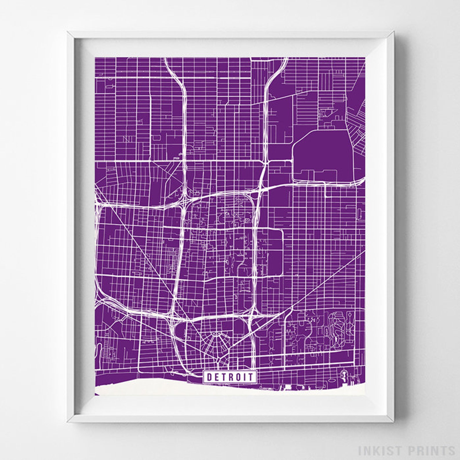 Detroit Michigan Map Print Street Poster City Road | Etsy